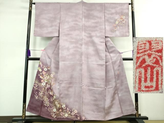 平和屋着物■極上 越後十日町の一流染匠 桐屋・翠山工房 訪問着 辻が花 暈し染め 金彩 銀通し地 やまと誂製 反端付 逸品 未使用DZAB0576kh5