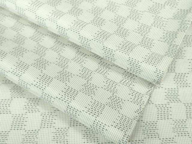 平和屋着物■極上　本場大島紬　白大島　単衣　市松文様　逸品　DZAB0584kh5