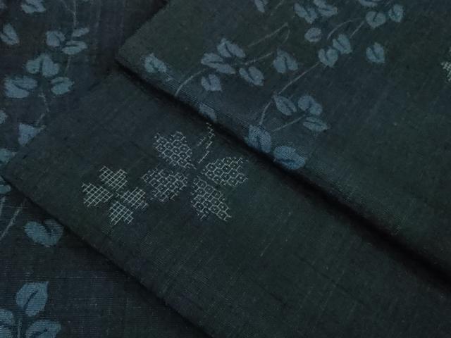 平和屋着物■極上　結城紬　単衣　100亀甲　飛び亀甲柄　枝葉間道　四つ葉のクローバー　逸品　DZAB0596kh5