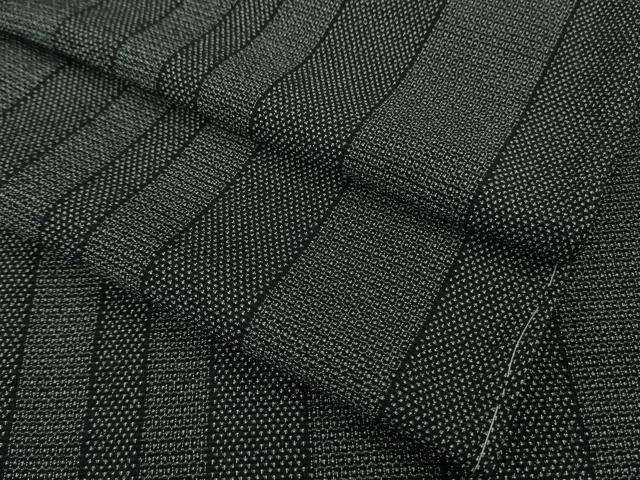 平和屋本店■極上　本塩沢　単衣　160亀甲　間道　黒地　逸品　未使用　DZAB0600kh5