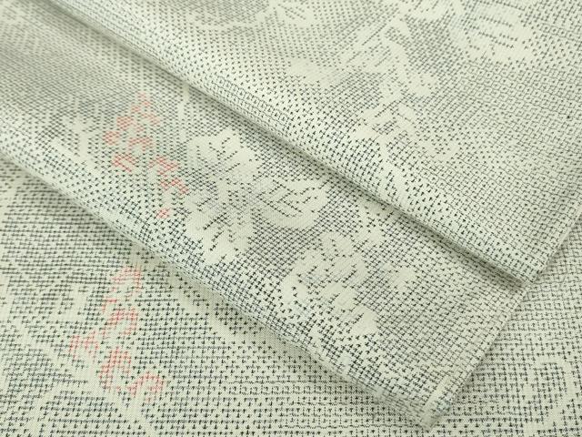 平和屋着物■極上　本場大島紬　白大島　単衣　100亀甲　蔦の葉文　逸品　未使用　DZAB0615kh5