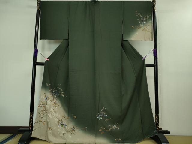 平和屋着物■極上　訪問着　どんぐり　枝葉文　暈し染め　高麗納戸色地　金銀彩　逸品　未使用　DZAB0644kh5