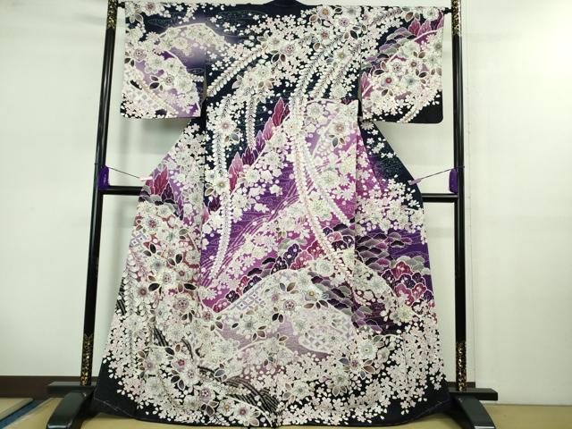 平和屋本店■極上　訪問着　辻が花　金彩　銀通し地　反端付き　逸品　未使用　DZAB0645kh5