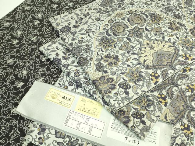 平和屋本店■極上　本場筑前博多織　大倉織物　誠之輔　両面　全通柄袋帯　大更紗金華文　金糸　証紙付き　逸品　DZAB0658kh5