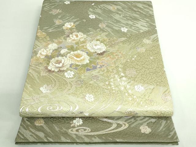 平和屋着物■極上　金彩友禅　卓越技能者・名工・和田光正　太鼓柄袋帯　地紙花文　金銀彩　逸品　DZAB0707kh5