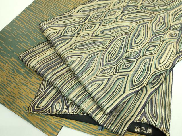 平和屋着物■極上　本場筑前博多織　大倉織物　誠之輔　両面　全通柄袋帯　紹巴　金糸　逸品　DZAB0708kh5