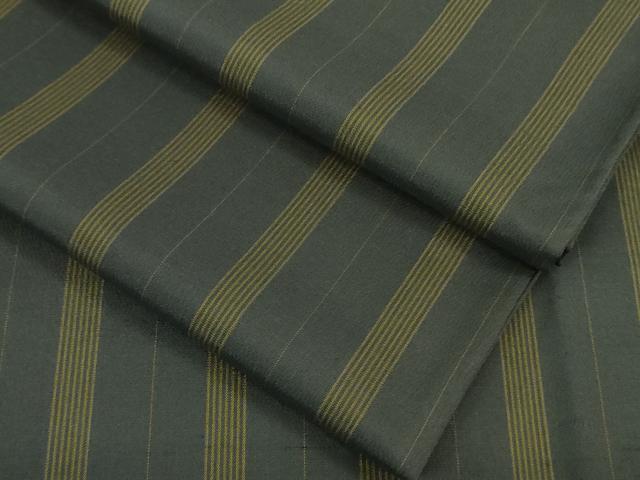 平和屋本店■極上　夏物　石川県指定無形文化財　夏牛首紬　白山工房　手織り　縞　逸品　DZAB0815kh5