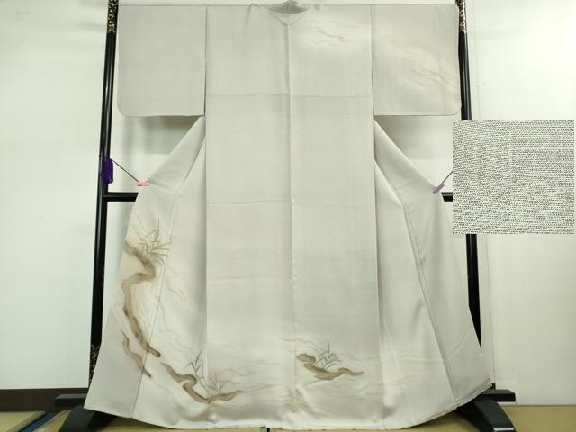 平和屋本店■極上　創業460年・千總　訪問着　刺繍　草葉　桜鼠色地　暈し染め　高島屋扱い　逸品　DZAB0830kh5