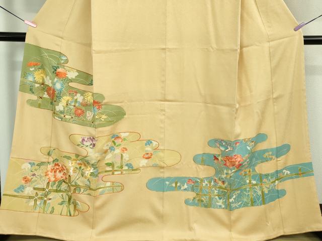 平和屋本店■極上　野口真造　大彦二代目　江戸染繍友禅　色留袖　刺繍　竹垣花文　浅黄色地　金糸　逸品　DZAB0866kh5 平和屋本店□極上 野口真造 大彦二代目 江戸染繍友禅