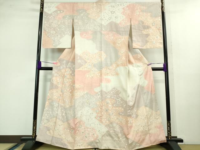 平和屋本店■極上　訪問着　紬地　辻が花　高島屋扱い　逸品　未使用　DZAB0873kh5