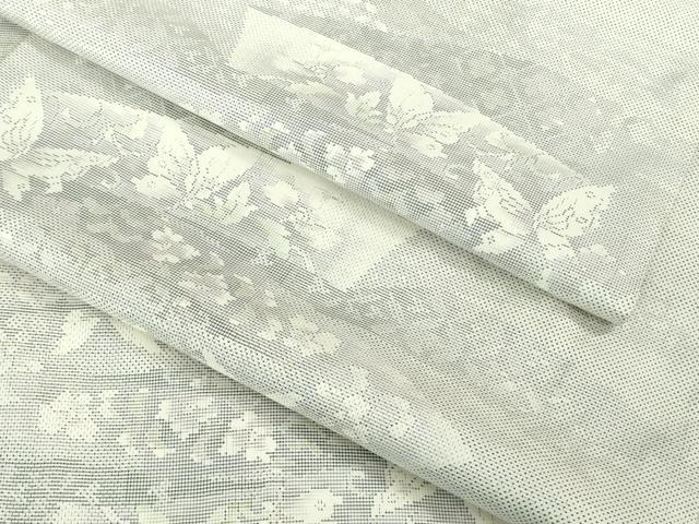 平和屋着物■極上　本場大島紬　白大島　単衣　7マルキ　鬘帯舞蝶文　逸品　DZAB0900kh5