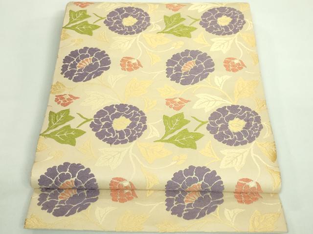 平和屋着物■極上　俵屋　人間国宝　喜多川平朗  有職織物　六通柄袋帯　唐織　草花文　逸品　DZAB0914kh5