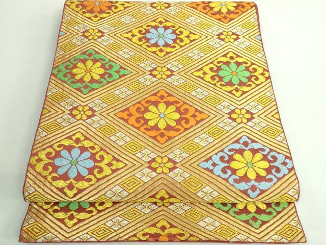 平和屋本店■極上　龍村美術織物　たつむら　六通柄　本袋帯　唐織　八花菱文錦　金銀糸　逸品　DZAB0931kh5