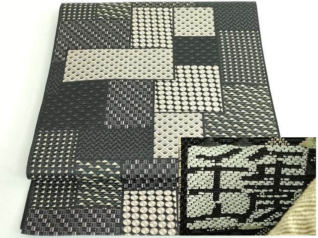 平和屋本店■極上　1897年創業　名門岡野　本場筑前博多織 千年工房　伝統工芸士　山縣浩司　八寸名古屋帯　切子柄　逸品　DZAB0938kh5