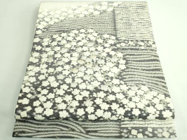 平和屋着物■極上　十日町　名門　滝泰謹製　太鼓柄袋帯　相良刺繍　おぼろ染　舞花文　金銀糸　逸品　DZAB0950kh5