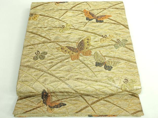 平和屋着物■極上　創業280年　誉田屋源兵衛　六通柄袋帯　楼蘭織　舞蝶文　金銀糸　逸品　DZAB0954kh5