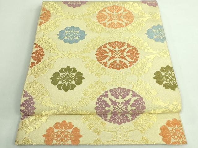 平和屋着物■極上　西陣　川島織物　六通柄　本袋帯　唐織　花菱文　金糸　逸品　DZAB0971kh5