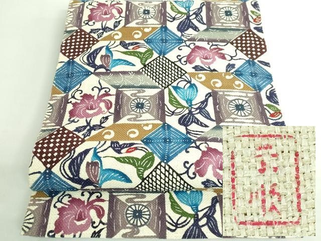 平和屋本店■最高級　夏物　城間栄順　本場琉球紅型　八寸名古屋帯　逸品　DZAB0978kh5