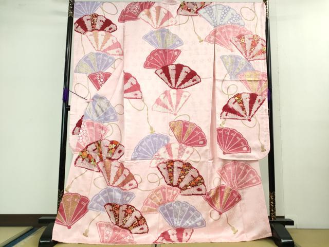 平和屋本店■極上　創業460年・千總　振袖　刺繍　絞り　檜扇花文　金銀彩　阪急百貨店扱い　逸品　DZAB1009kh5