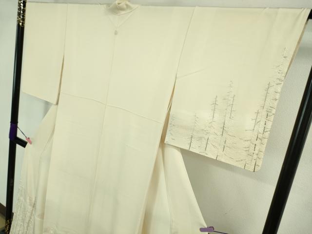 平和屋着物□極上 訪問着 作家物 総刺繍 寿光織 樹林文 鳥の子