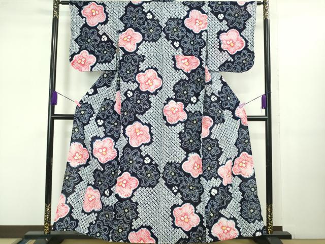 平和屋着物■極上　夏物　浴衣　有松鳴海絞り　舞花文　綿　逸品　未使用　DZAB1055kh5