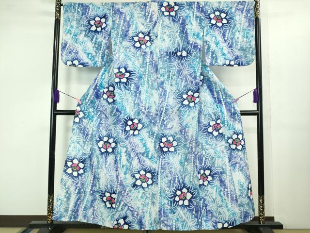平和屋着物■極上　夏物　浴衣　有松鳴海絞り　草花文　綿　逸品　DZAB1058kh5