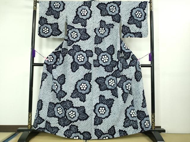 平和屋着物■極上　夏物　浴衣　有松鳴海絞り　草花文　綿　逸品　DZAB1062kh5