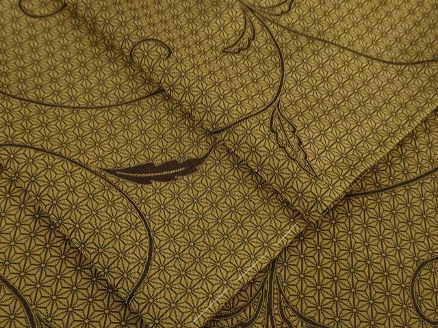 平和屋着物■極上　お召　唐草文　麻の葉地紋　香染色地　やまと誂製　逸品　未使用　DZAB1098kh5