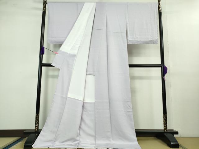 平和屋本店□極上 色無地 花菱地紋 白藤色 ロング丈 逸品 未使用