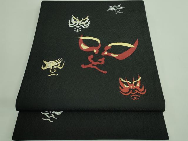 平和屋着物■極上　太鼓柄袋帯　隈取り　黒地　金銀糸　逸品　DZAB1212kh5