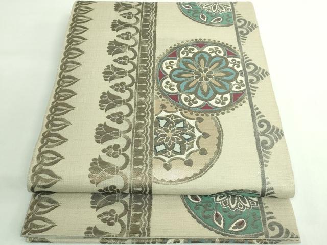 平和屋着物■極上　西陣織　天平初年創始の京の老舗　洛陽織物　六通柄袋帯　正倉院花文　金糸　証紙付き　逸品　DZAB1215kh5