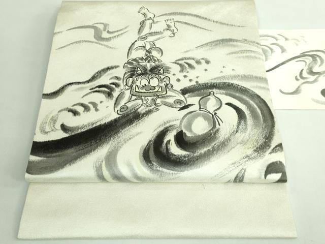 平和屋着物■極上　九寸名古屋帯　手描き　鬼　瓢箪　逸品　DZAB1221kh5