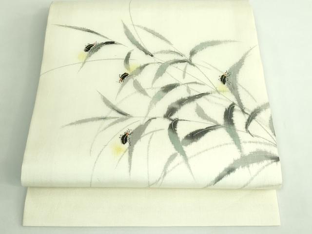 平和屋着物■極上　夏物　九寸開き名古屋帯　手描き　蛍　金銀彩　逸品　未使用　DZAB1223kh5