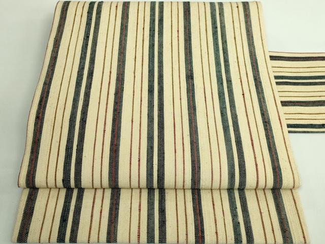 平和屋本店■極上　浦野理一　経節紬　九寸名古屋帯　縞　逸品　DZAB1249kh5