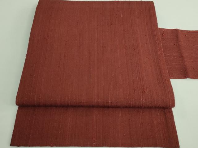 平和屋本店■極上　浦野理一　経節紬　九寸名古屋帯　錆色地　逸品　DZAB1267kh5