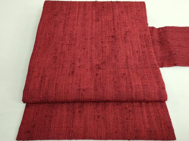 平和屋着物■極上　浦野理一　経節紬　九寸名古屋帯　茜色地　逸品　DZAB1268kh5