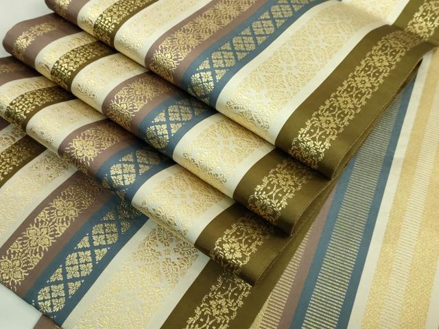 平和屋本店■極上　本場筑前博多織　両面　全通柄袋帯　吉祥間道　金糸　逸品　DZAB1280kh5