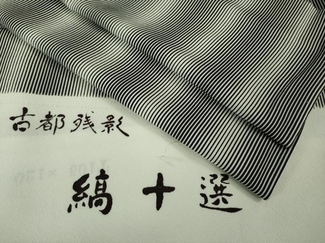 平和屋着物■極上　小紋　単衣　古都残影　縞十選　変わり筋　瀧縞　黒×白　反端付き　逸品　DZAB1305kh5