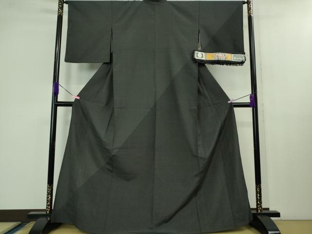 平和屋本店■極上　本塩沢　やまだ織　訪問着　単衣　雪の中のきれ　片桐八重子作　110亀甲　黒地　証紙付き　逸品　DZAB1314kh5