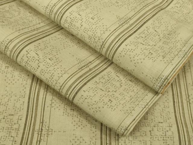 平和屋着物■極上　結城紬　80亀甲　間道　白橡色地　逸品　未使用　DZAB1333kh5