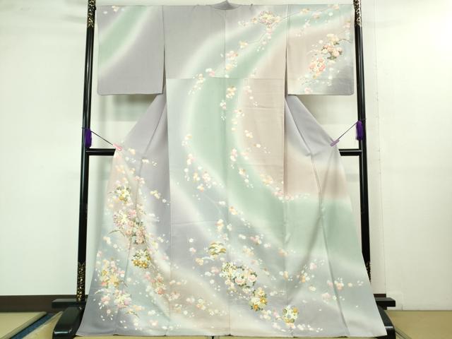 平和屋本店■極上　訪問着　駒刺繍　吉祥花丸文　暈し染め　金彩　ロング丈　逸品　DZAB1339kh5