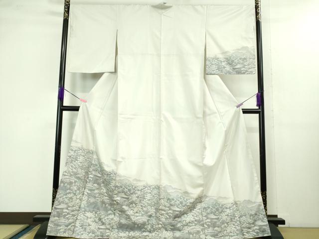 平和屋本店■極上　本場大島紬　白大島　風景文　逸品　DZAB1344kh5