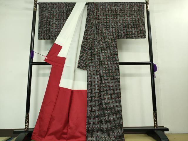 平和屋着物□希少 本場大島紬 龍郷絣 秋名バラ アンサンブル 道行