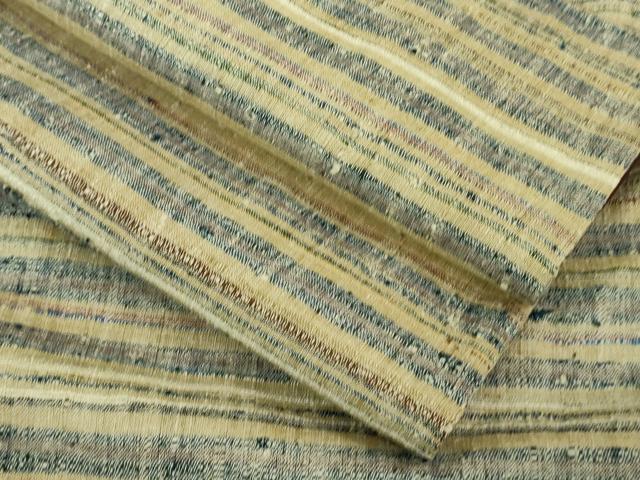 平和屋本店■極上　浦野理一　経節紬　横縞　逸品　DZAB1372kh5