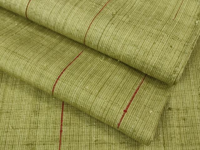 平和屋本店■極上　浦野理一　経節紬　単衣　柳茶色地　逸品　DZAB1373kh5