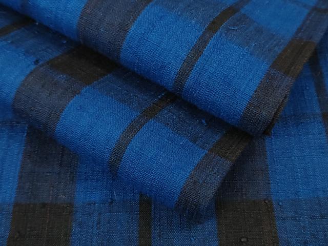 平和屋本店■極上　浦野理一　経節紬　単衣　格子　逸品　DZAB1374kh5