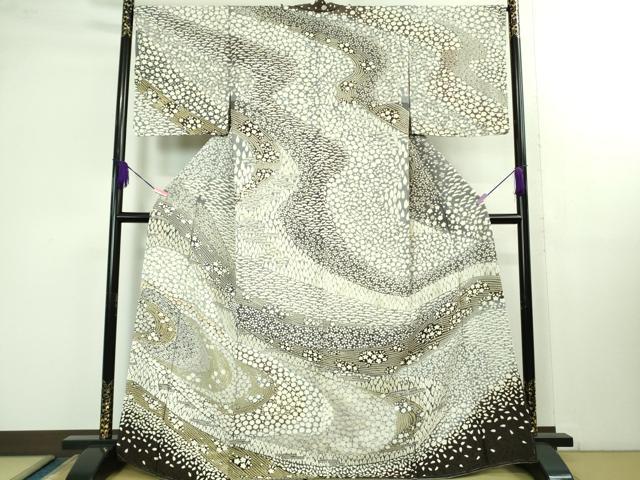 平和屋本店■極上　中国三大刺繍　相良刺繍　訪問着　襲絞り　暈し染め　金糸　銀通し地　逸品　未使用　DZAB1411kh5