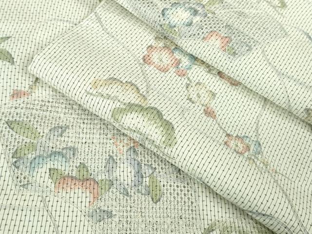 平和屋着物■極上　中国三大刺繍　スワトウ刺繍　汕頭刺繍　本場大島紬　白大島　地紙花文　逸品　未使用　DZAB1449kh5