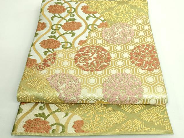 平和屋着物■極上　西陣　川島織物　六通柄　本袋帯　唐織　花唐草　金糸　逸品　DZAB1454kh5