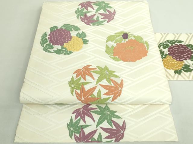 平和屋着物■極上　人間国宝　喜多川俵二・俵屋18代　有職織物　九寸名古屋帯　唐織　花丸文　三越扱い　逸品　DZAB1476kh5